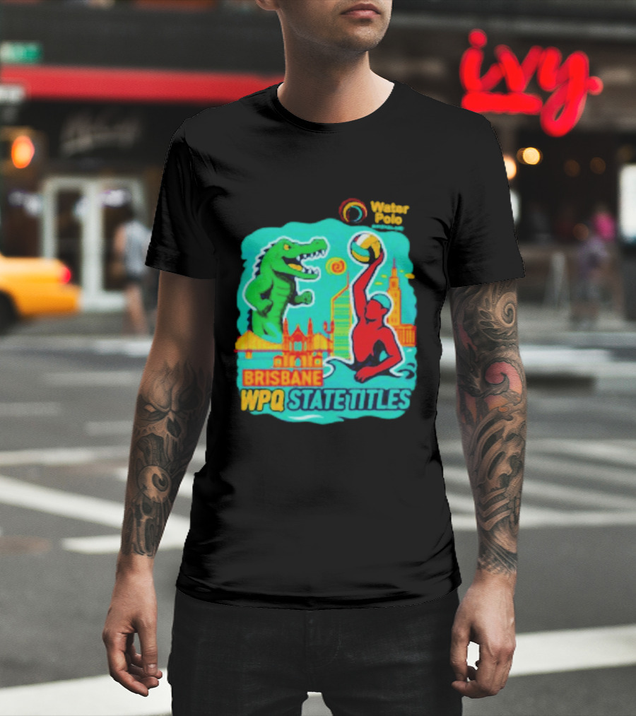 Brisbane WPQ State Titles Water Polo Tournament Crocodile Player Skyline T-Shirt
