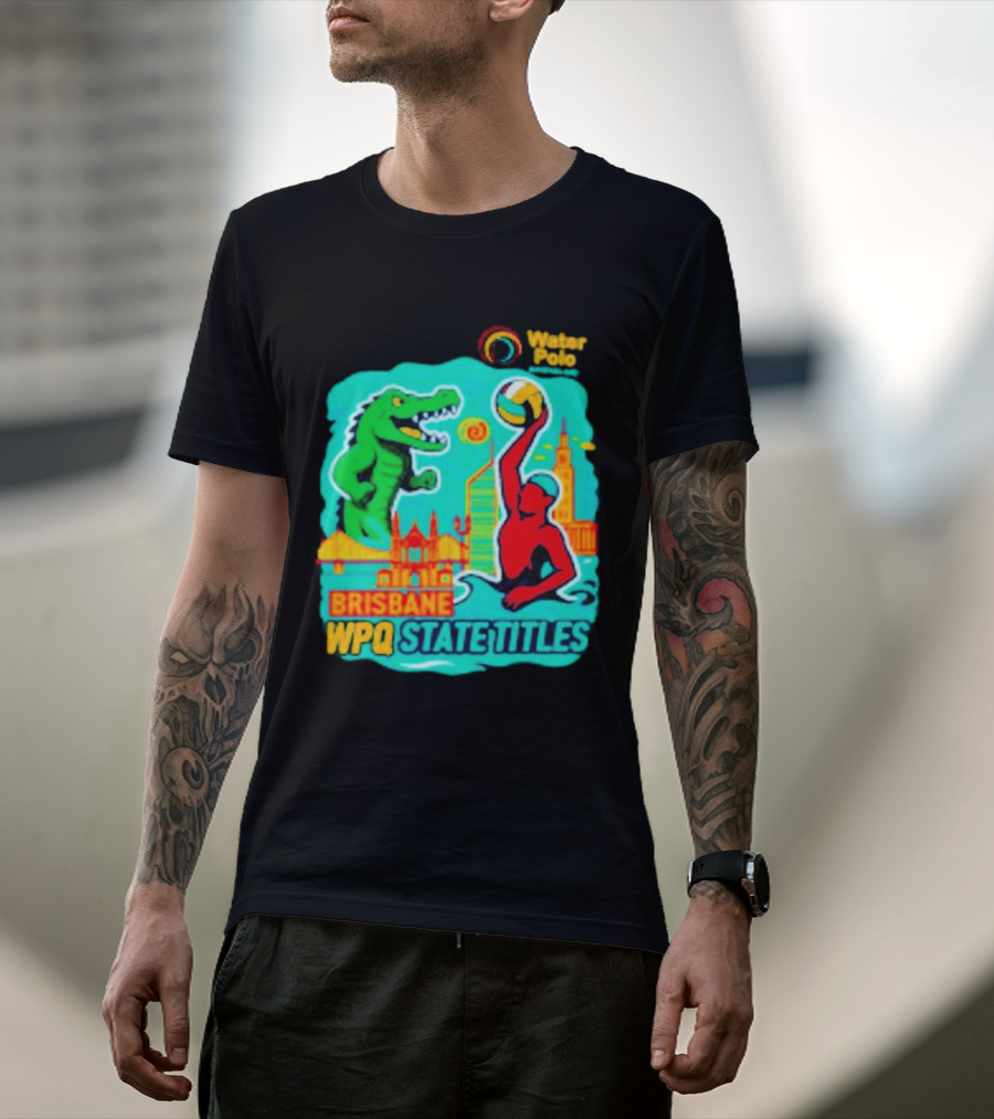 Brisbane WPQ State Titles Water Polo Tournament Crocodile Player Skyline T-Shirt