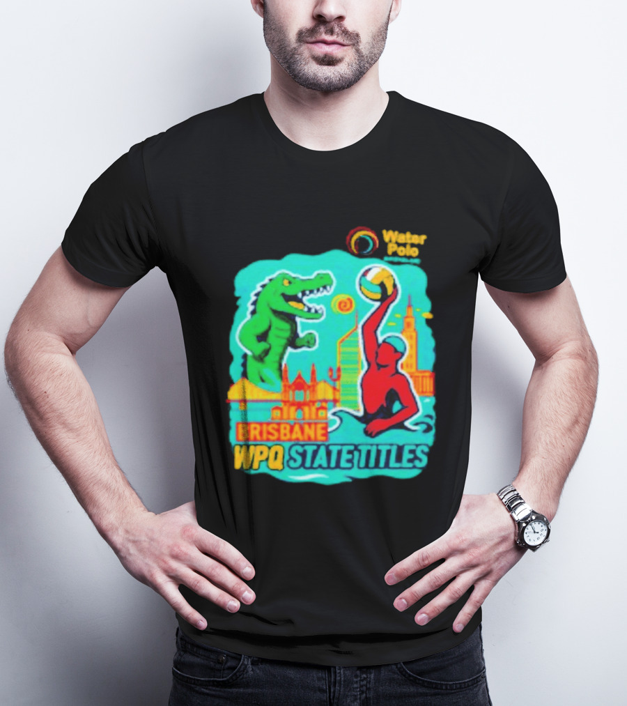Brisbane WPQ State Titles Water Polo Tournament Crocodile Player Skyline T-Shirt