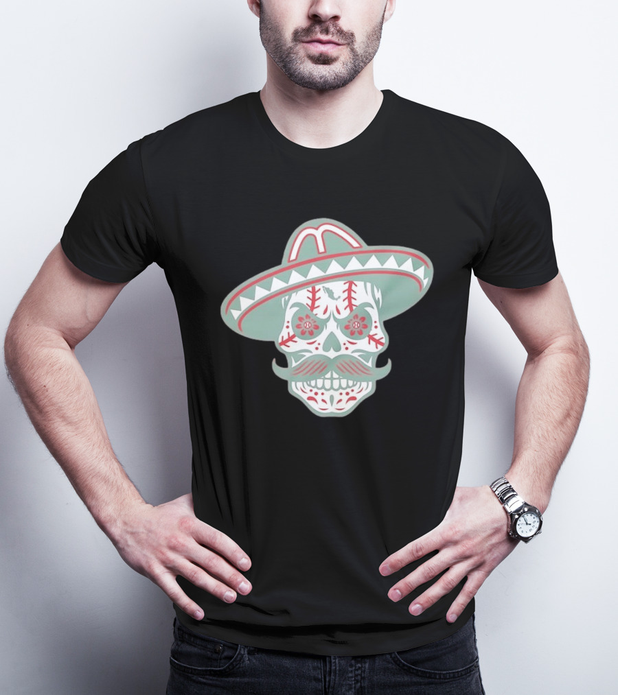 Sugar Skull Sombrero Baseball Team Mexico Nacho Alvarez Jr T-Shirt