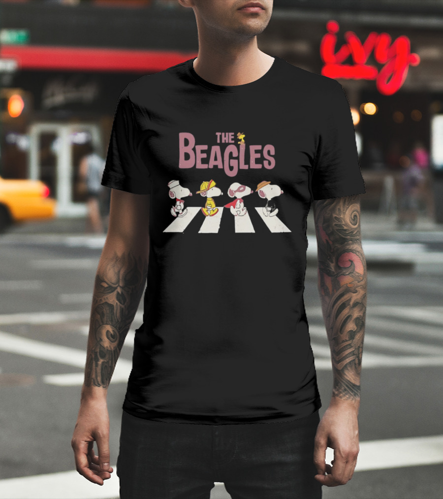 The Beagles Snoopy Woodstock Abbey Road T-Shirt