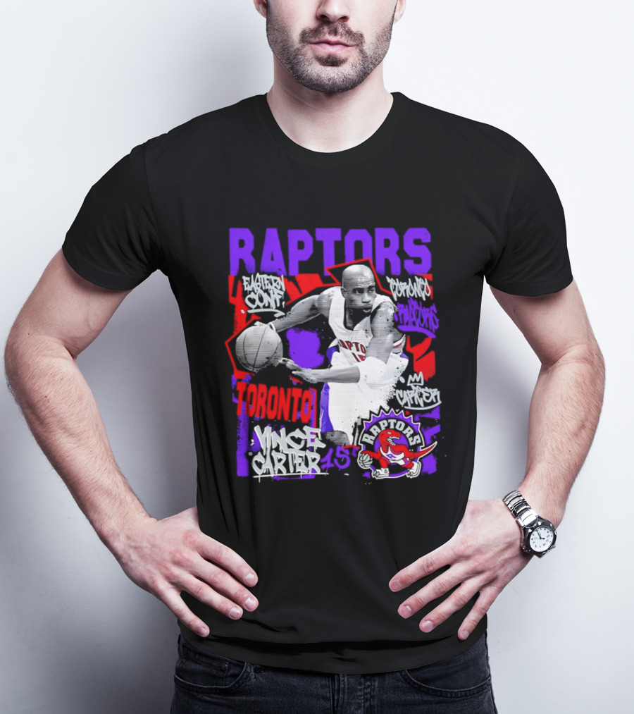 Toronto Raptors Vince Carter Chalked Up Player 15 Paint T-Shirt