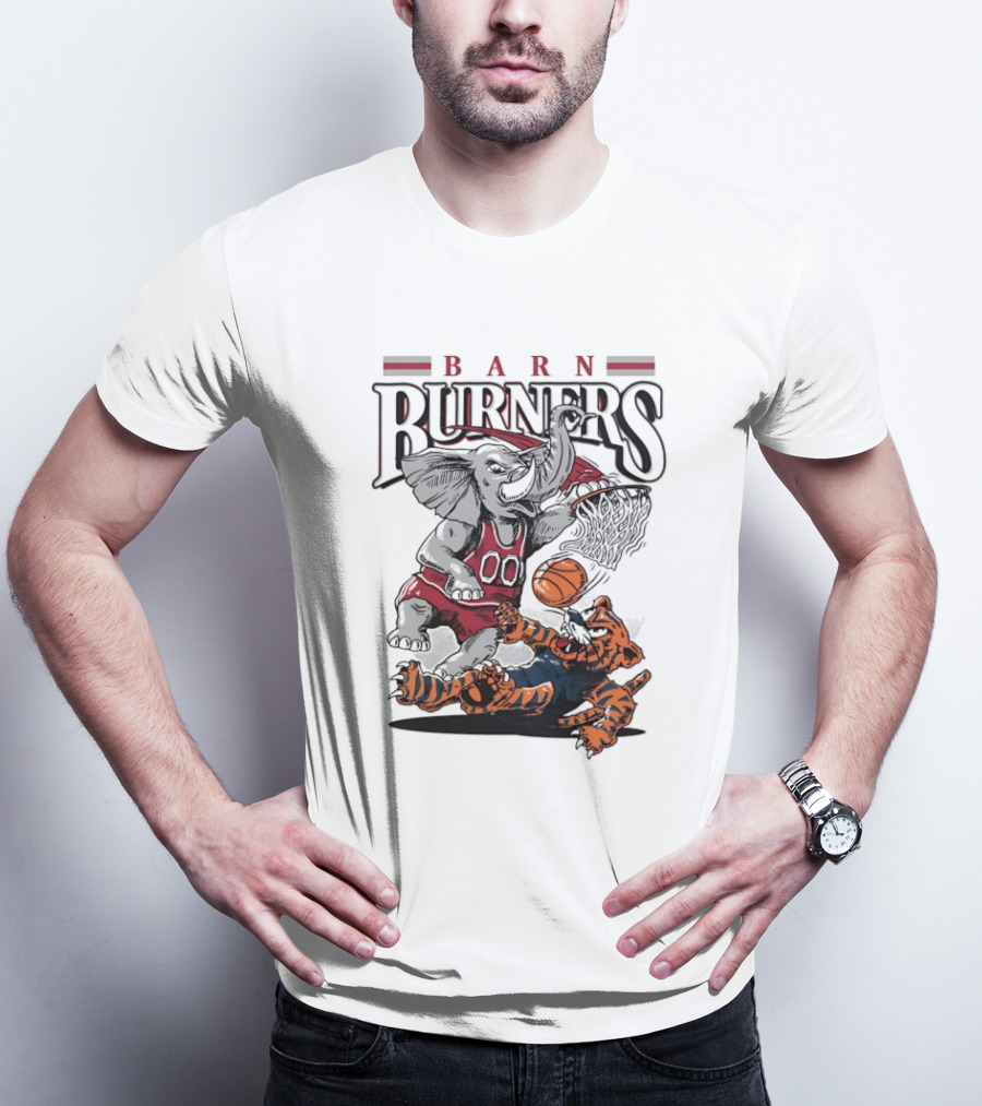 Barn Burners Alabama Crimson Tide Vs Auburn Tigers Basketball Showdown T-Shirt