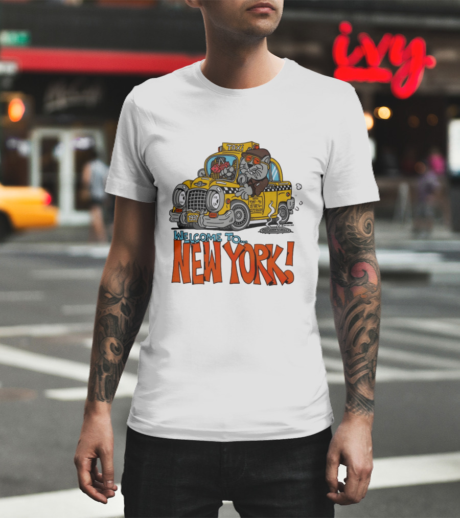 Welcome To New York Taxi Cat Adventure 1937 T-Shirt