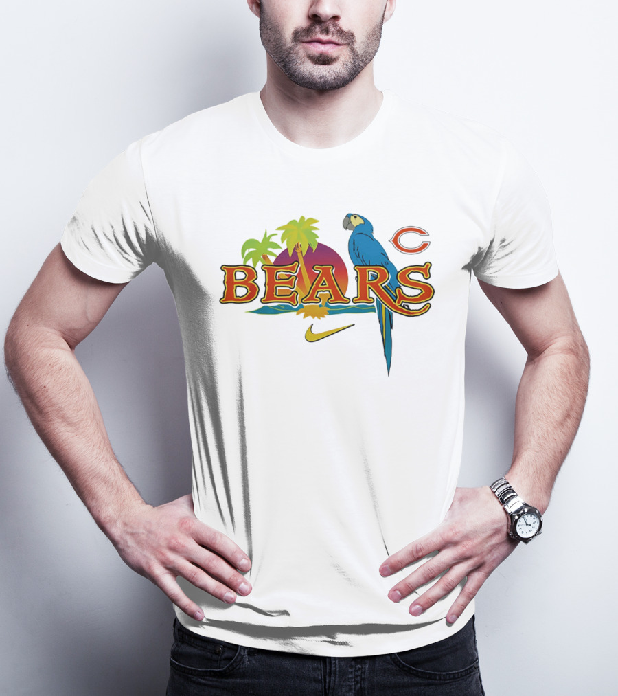 Chicago Bears Tropical Sunset Parrot Nike Collaboration T-Shirt