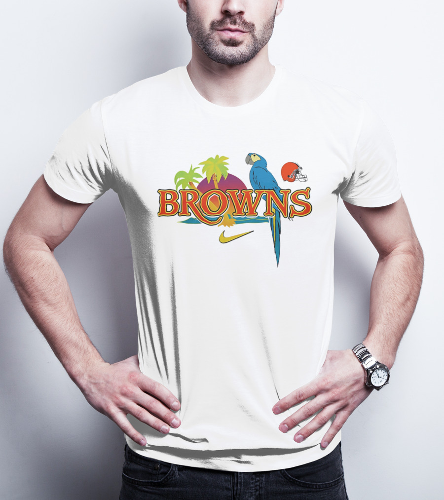 Browns Tropical Parrot Nike Cleveland Football Helmet T-Shirt