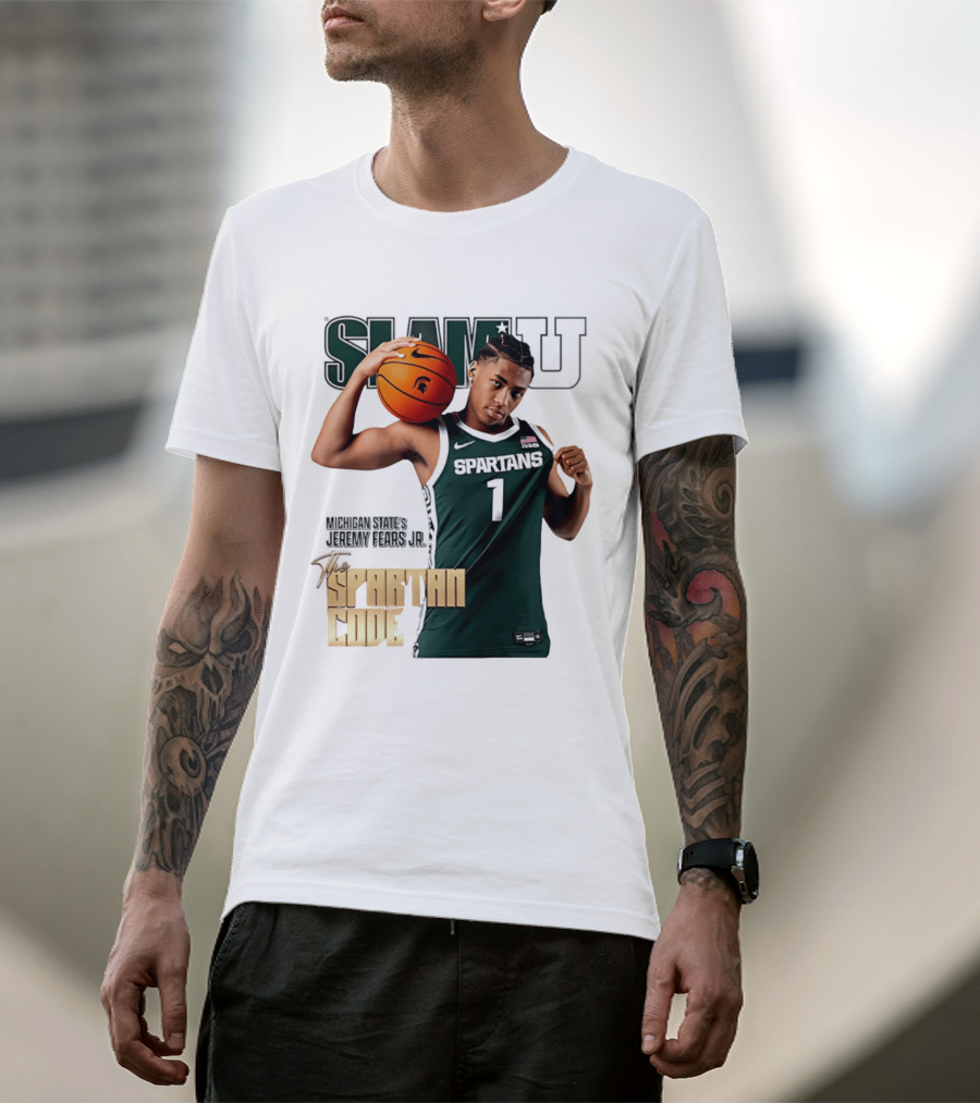SlamU Jeremy Fears Jr Spartans The Spartan Code Michigan State T-Shirt