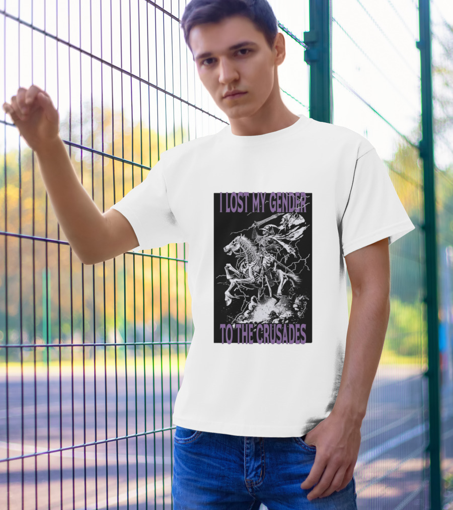 I Lost My Gender To The Crusades Skeleton Riding Horse Skeleton T-Shirt