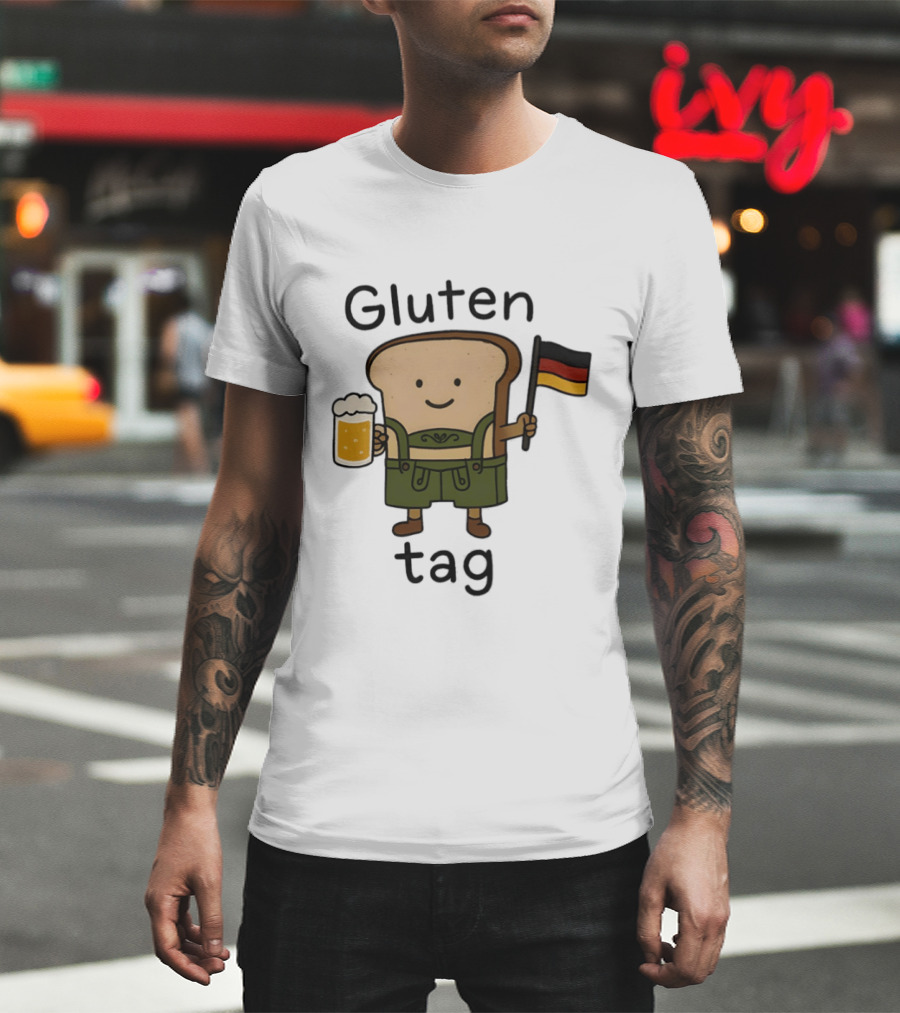 Gluten Tag Bread Character Lederhosen Beer German Flag T-Shirt