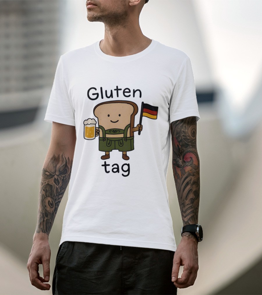 Gluten Tag Bread Character Lederhosen Beer German Flag T-Shirt