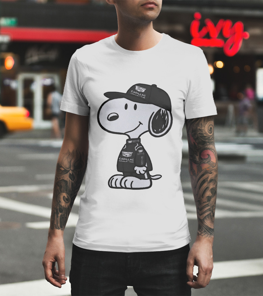 Peanuts Snoopy Cadillac Formula 1 Team Racing Outfit T-Shirt