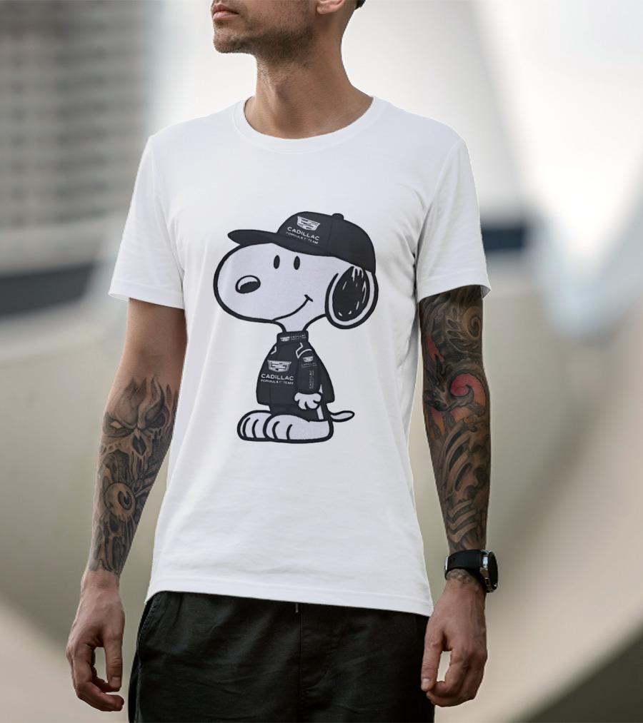 Peanuts Snoopy Cadillac Formula 1 Team Racing Outfit T-Shirt