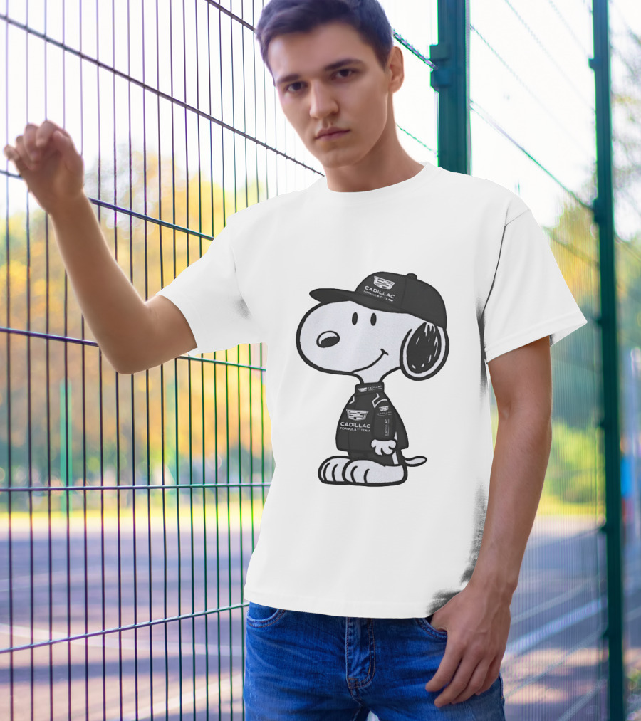 Peanuts Snoopy Cadillac Formula 1 Team Racing Outfit T-Shirt