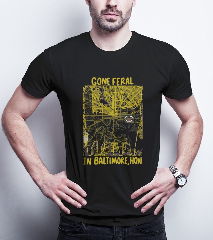 Gone Feral In Baltimore Hon Crab Motif T-Shirt