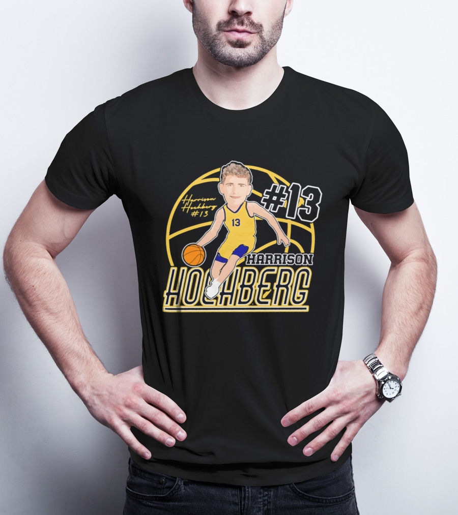 Harrison Hochberg #13 Michigan Wolverines Basketball Caricature 2026 T-Shirt
