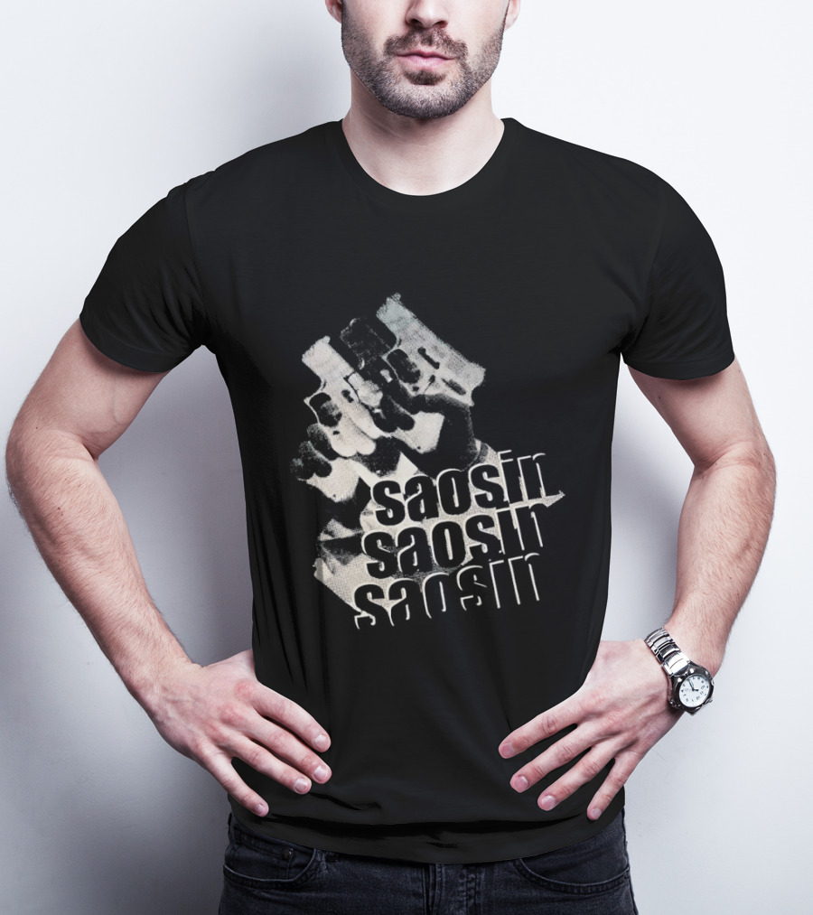 Saosin Band Triple Text Pistol T-Shirt