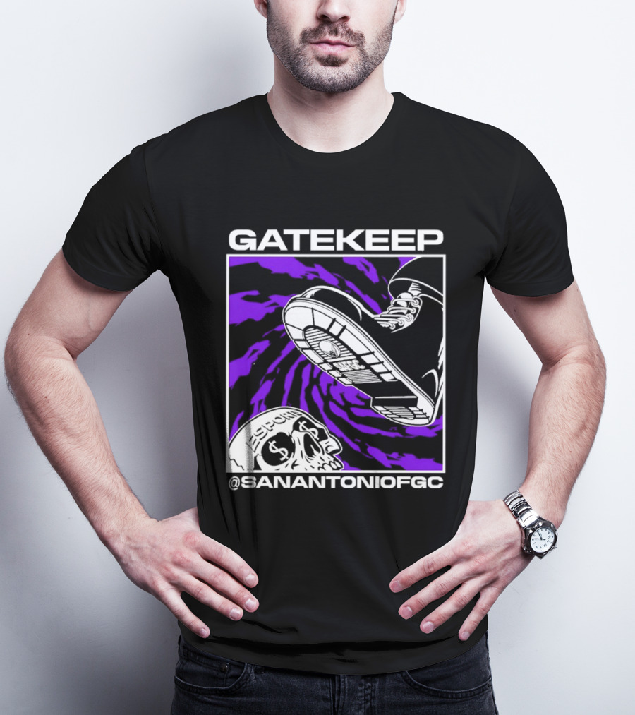Gatekeep San Antonio Fighting Game Community Sneaker Skull T-Shirt