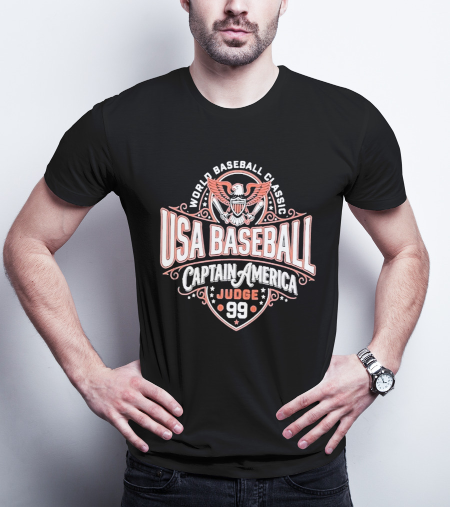 World Baseball Classic USA Baseball Captain America Judge 99 T-Shirt