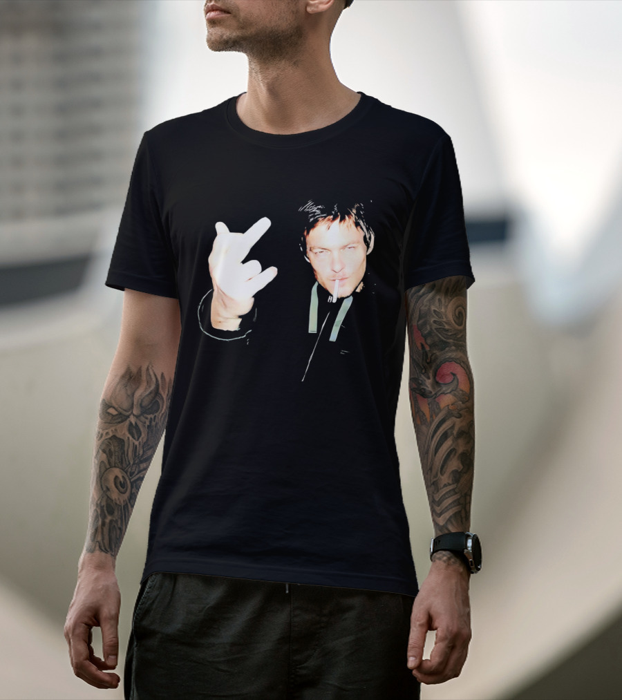 Norman Reedus The Walking Dead Daryl Dixon Middle Finger Smoking T-Shirt