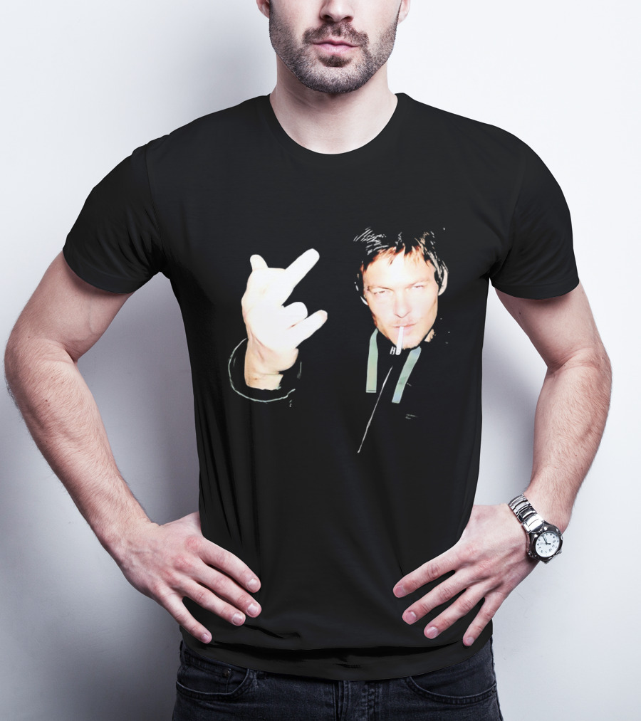 Norman Reedus The Walking Dead Daryl Dixon Middle Finger Smoking T-Shirt