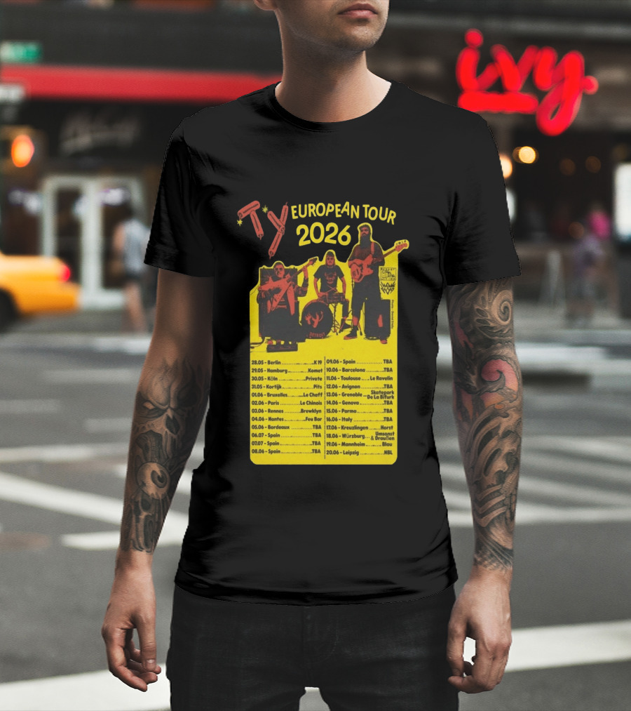 TY European Tour 2026 Band Tour Dates T-Shirt