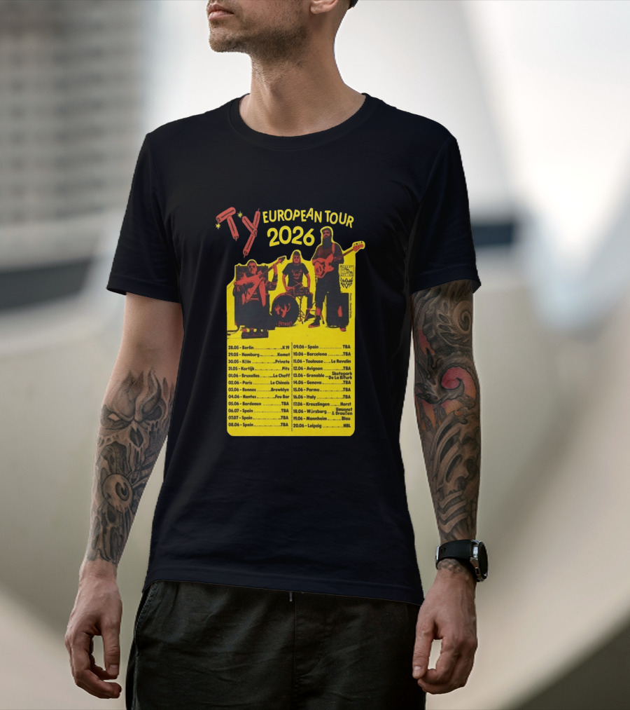 TY European Tour 2026 Band Tour Dates T-Shirt