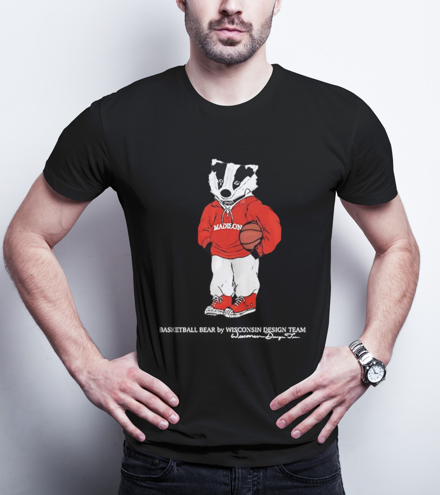 Madison Basketball Badger Wisconsin Team Bear T-Shirt