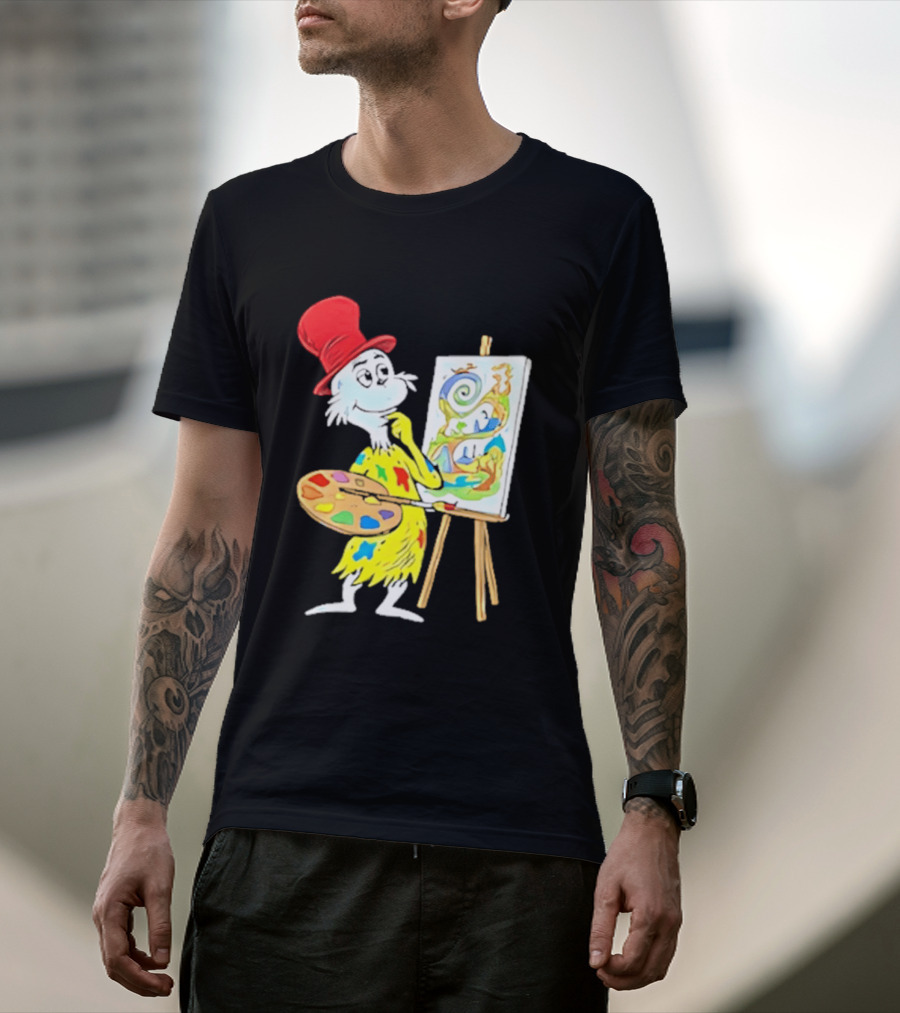 Sam I Am Red Hat Palette Painting Easel Whimsical Scene T-Shirt