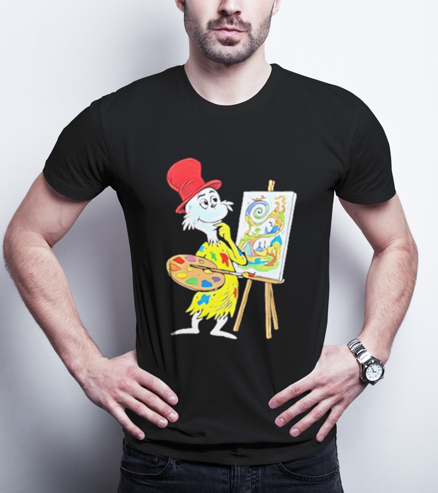 Sam I Am Red Hat Palette Painting Easel Whimsical Scene T-Shirt