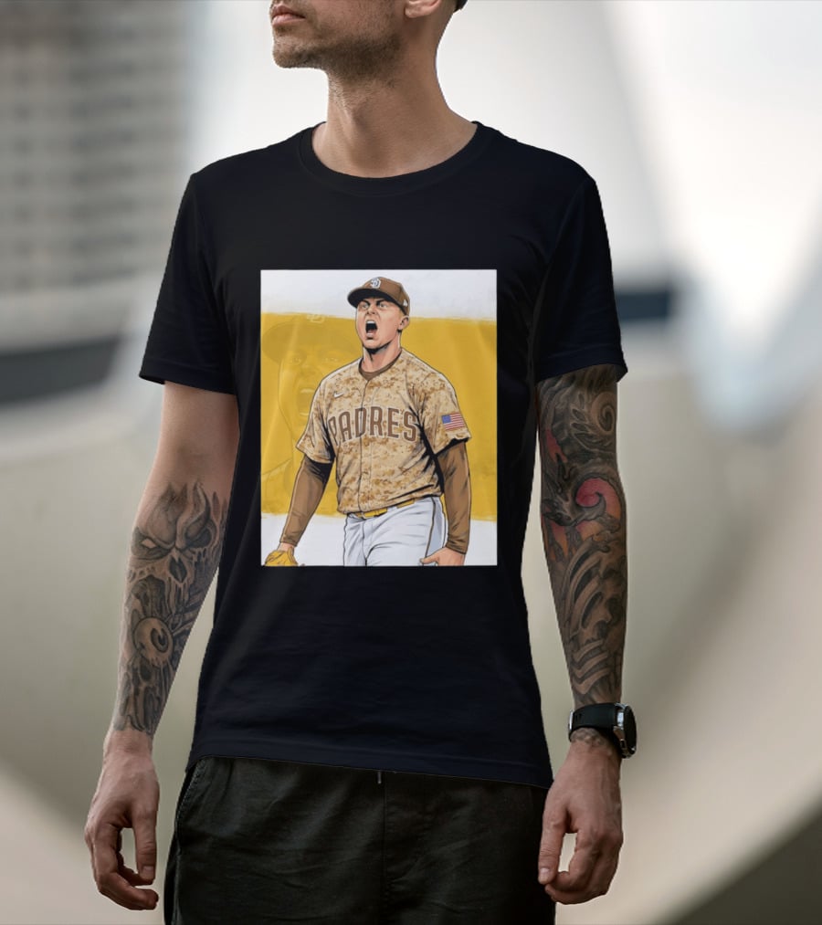 San Diego Padres Camouflage Uniform With Nike And American Flag T-Shirt