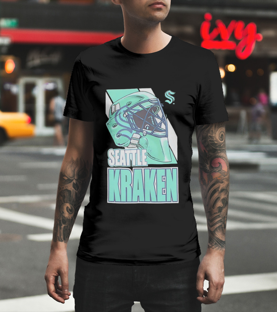 Seattle Kraken NHL Helmet Bucket Head Team T-Shirt