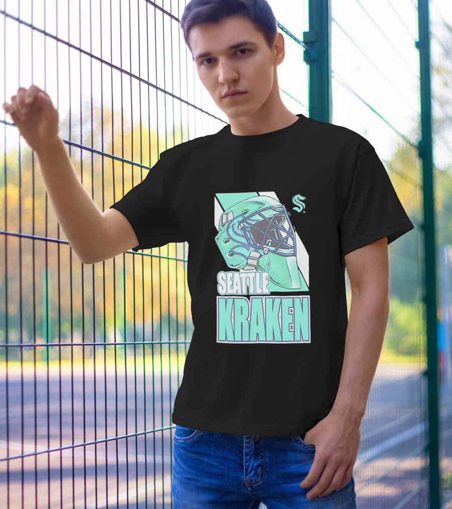 Seattle Kraken NHL Helmet Bucket Head Team T-Shirt