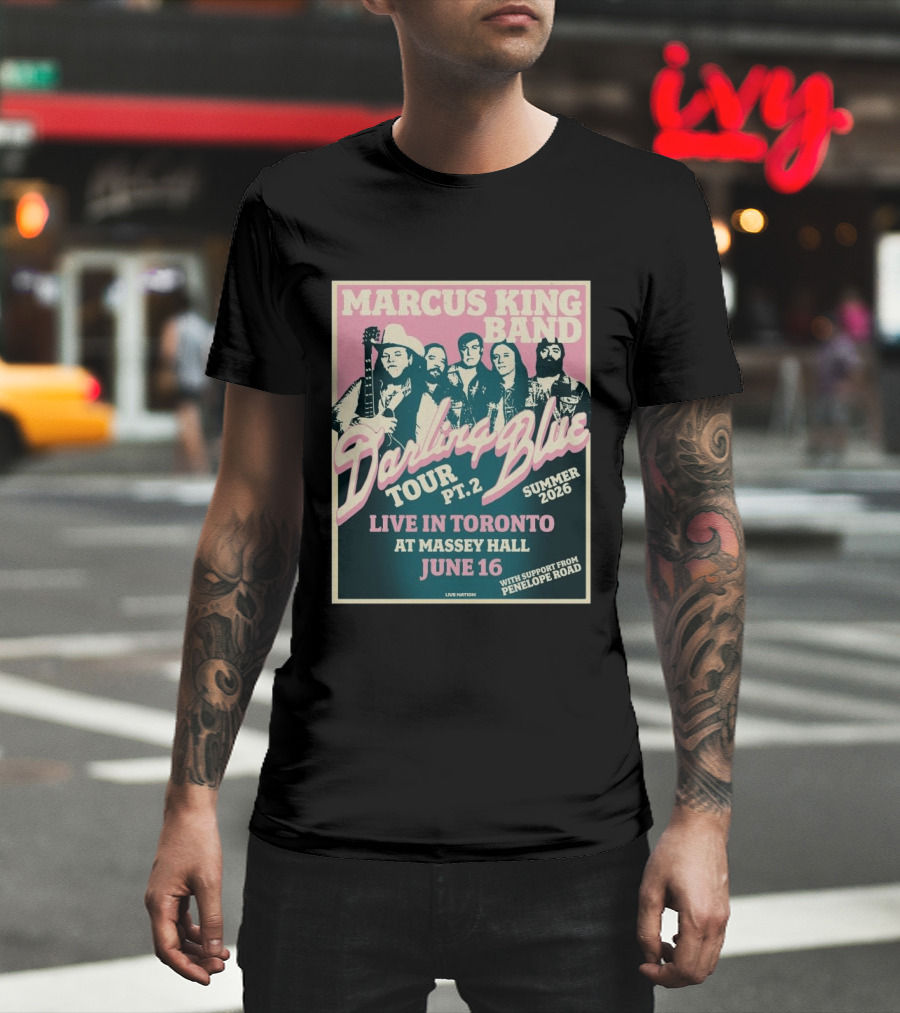 Marcus King Band Darling Blue Tour Part 2 Live In Toronto Massey Hall June 16 Summer 2026 Penelope Road Support T-Shirt