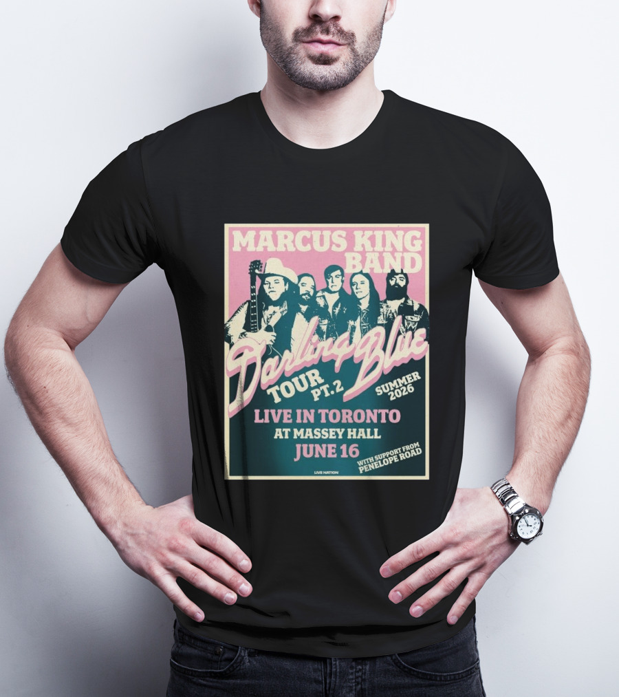 Marcus King Band Darling Blue Tour Part 2 Live In Toronto Massey Hall June 16 Summer 2026 Penelope Road Support T-Shirt