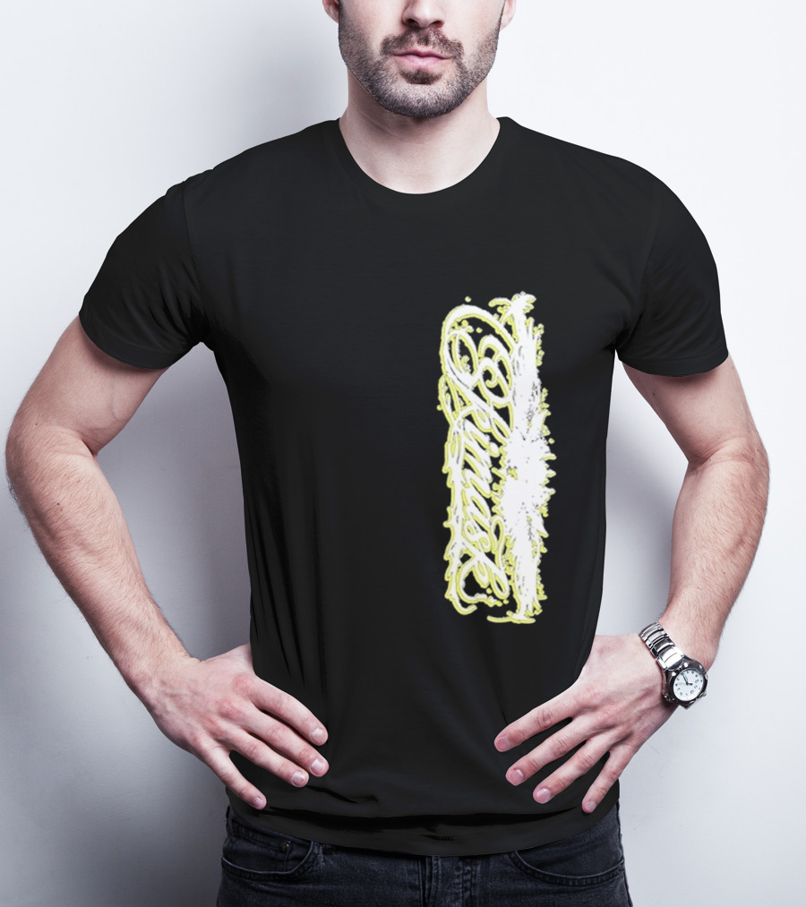 Ski Mask Script Neon Yellow Graffiti Style Vertical T-Shirt