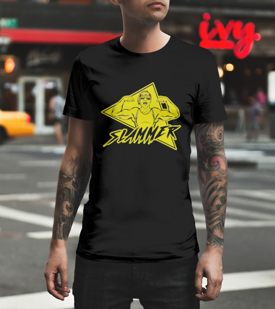Slammer Muscle Man Headband Sunglasses Flexing Pose T-Shirt