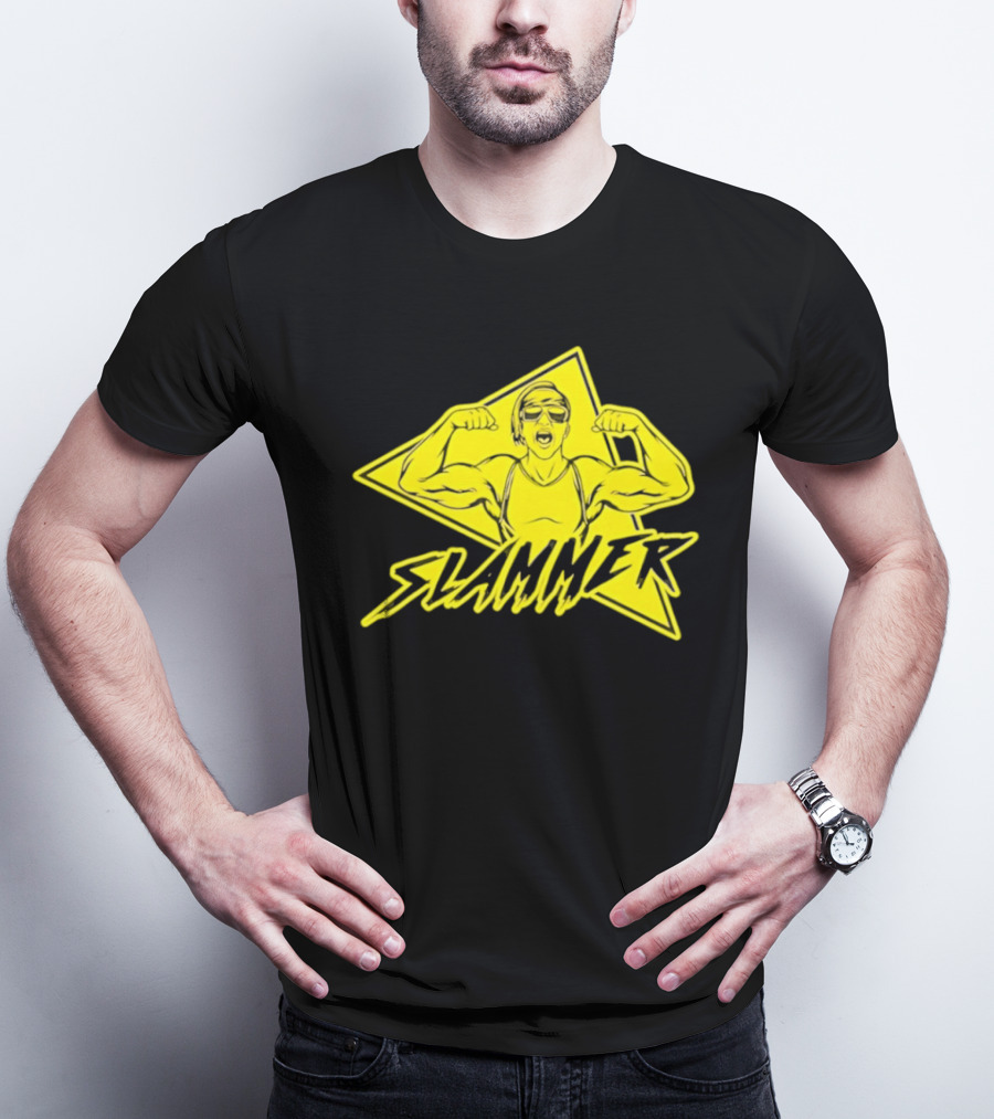 Slammer Muscle Man Headband Sunglasses Flexing Pose T-Shirt