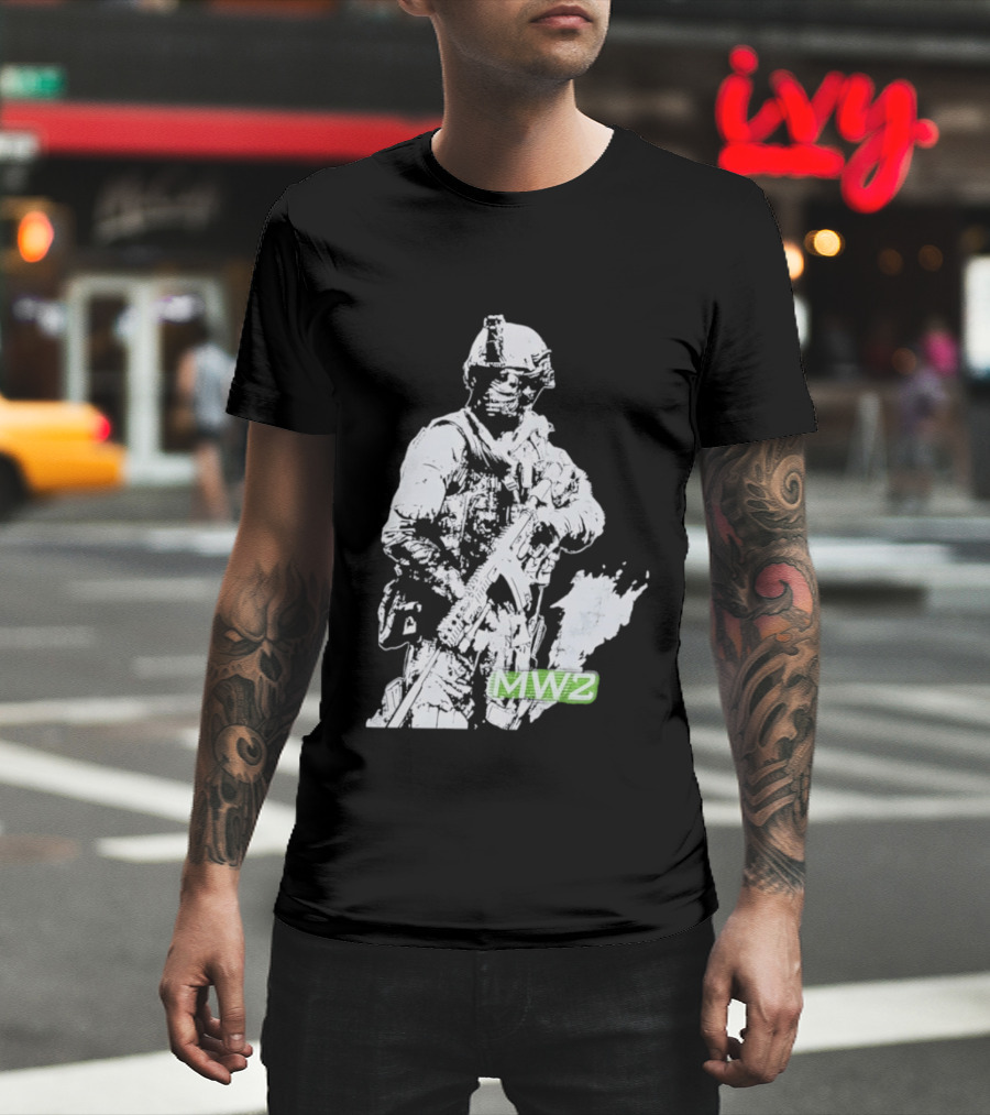 MW2 Modern Warfare Soldier Tactical Artwork Pixel T-Shirt