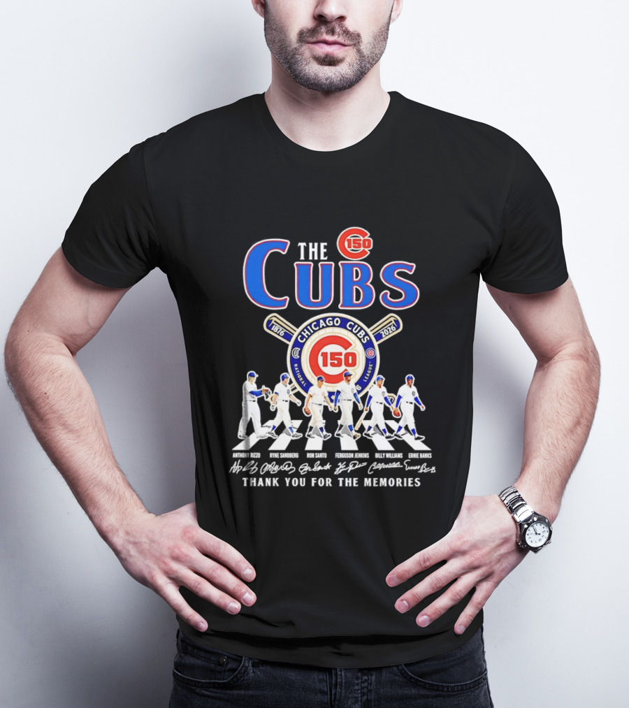 Chicago Cubs 150th Anniversary Thank You For The Memories Signatures T-Shirt