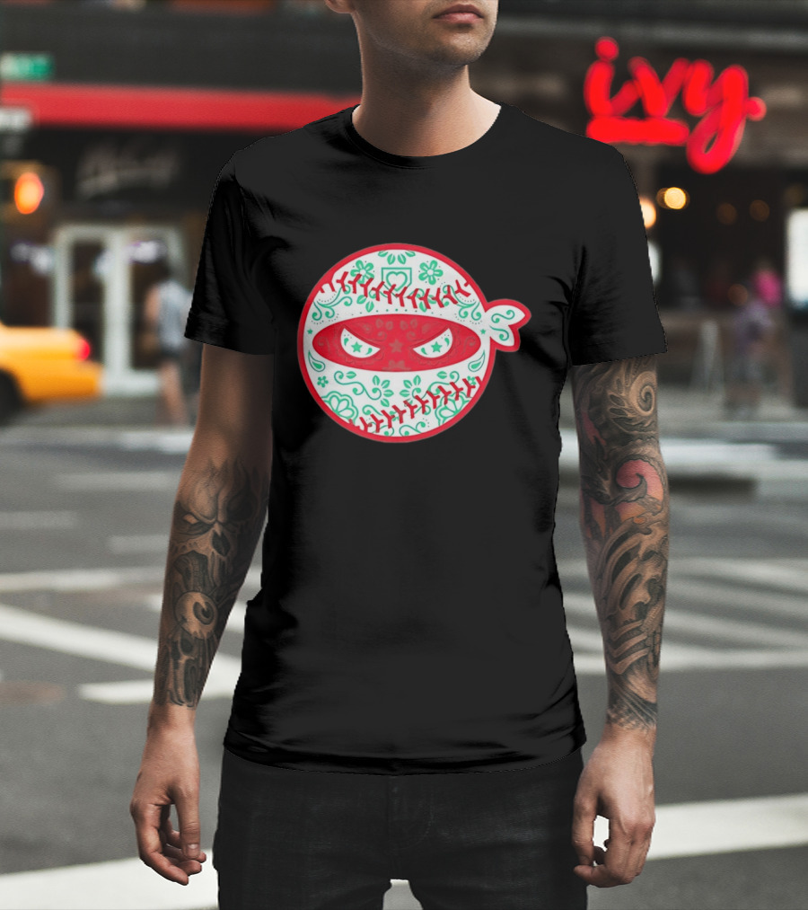 Pitching Ninja Mexico Baseball Dia De Los Muertos T-Shirt