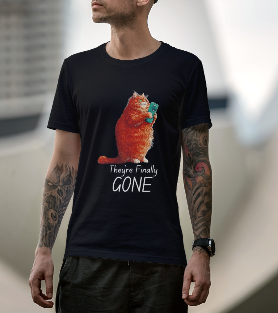 Cat They're Finally Gone Retro Video Game Console T-Shirt