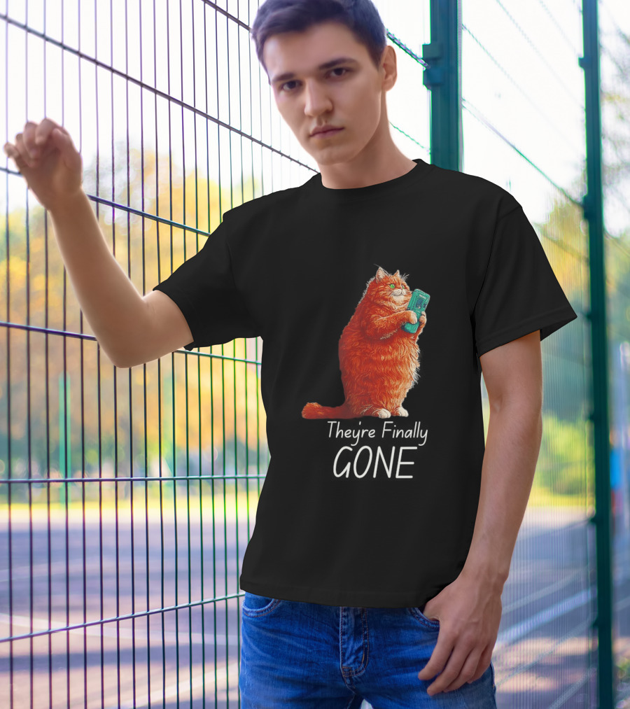 Cat They're Finally Gone Retro Video Game Console T-Shirt