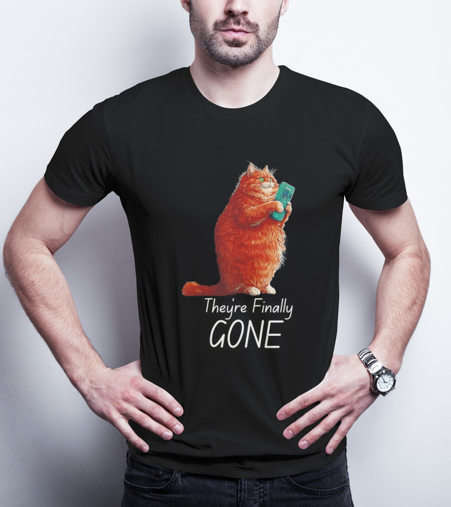Cat They're Finally Gone Retro Video Game Console T-Shirt