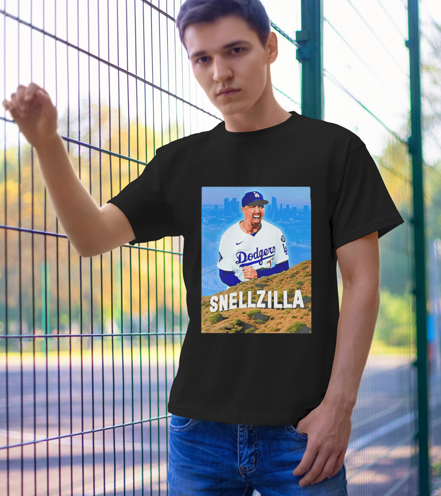 Blake Snell La Dodgers Snellzilla Los Angeles Skyline T-Shirt