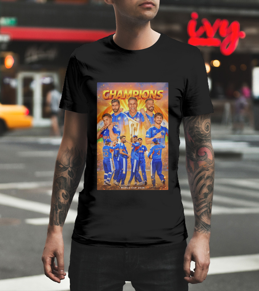 Champions India World Cup 2026 Cricket Celebration T-Shirt