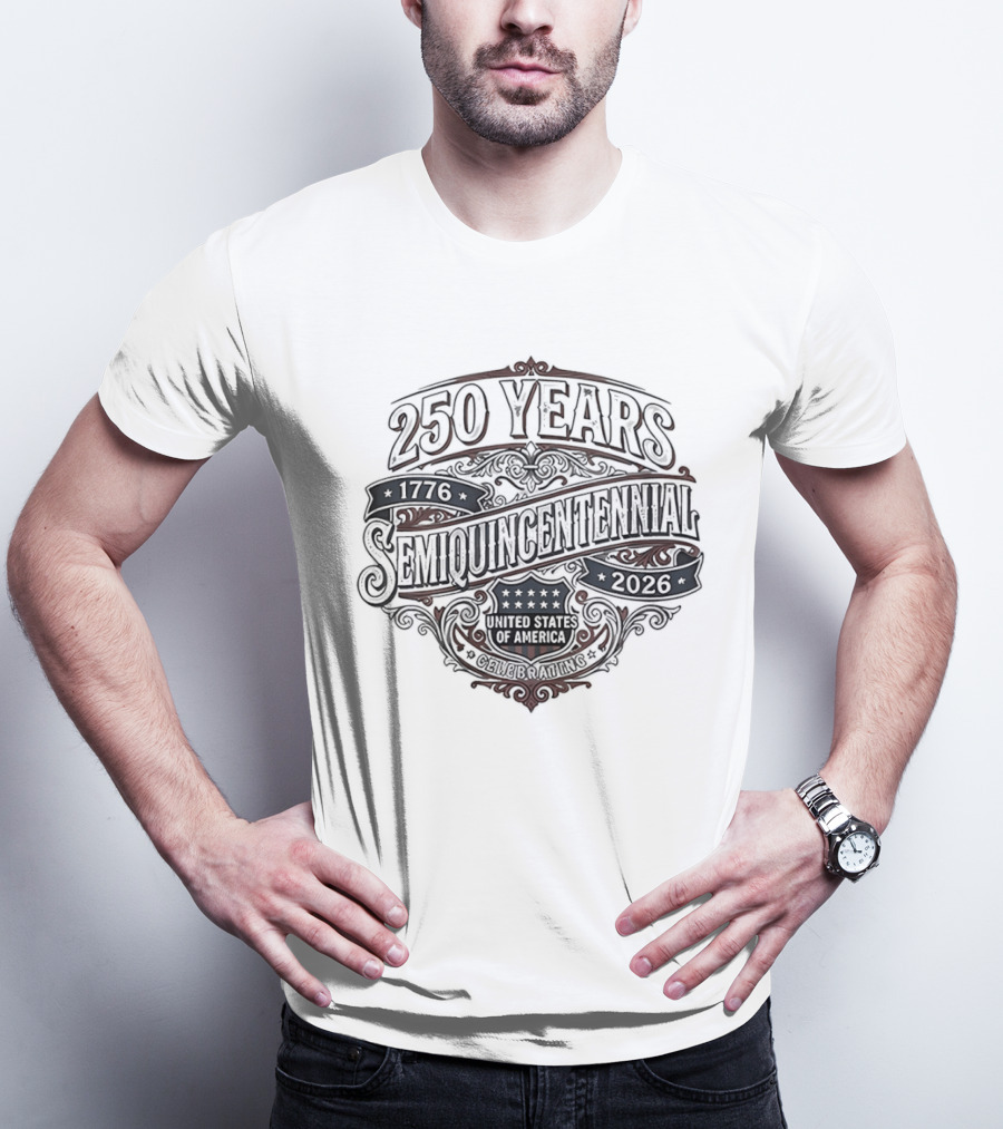 250 Years Semiquincentennial 1776 2026 United States Of America Vintage Banner Stars T-Shirt