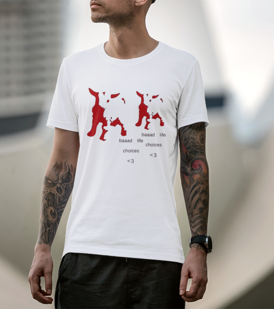 Baaad Life Choices Red Goat Minimalist Artsy Style Outfit T-Shirt