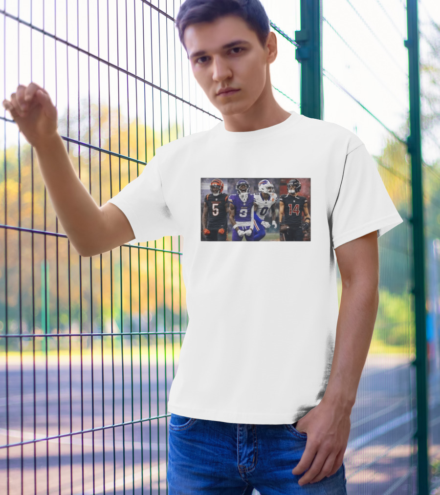 Bengals Vikings Bills Falcons Buckeyes Football Players NFL Collage T-Shirt