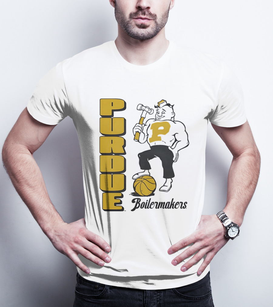 Purdue Boilermakers Basketball Hammer 1970s Retro Team T-Shirt
