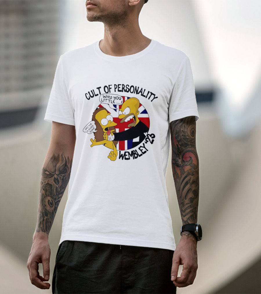 Cult Of Personality Wembley 2023 Cartoon "Why You Little" UK Flag T-Shirt